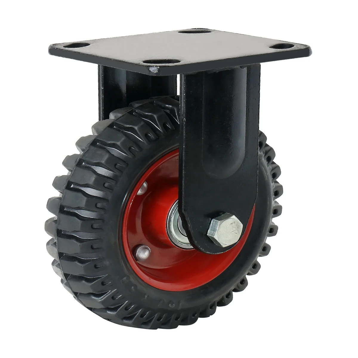 8 Inch Heavy Duty Knobby Caster With Solid Molded Rubber Wheel Metal ...