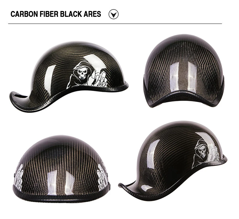 Retro Dry Carbon Fiber Motorcycle Half Shell Helmet For Men & Women ...