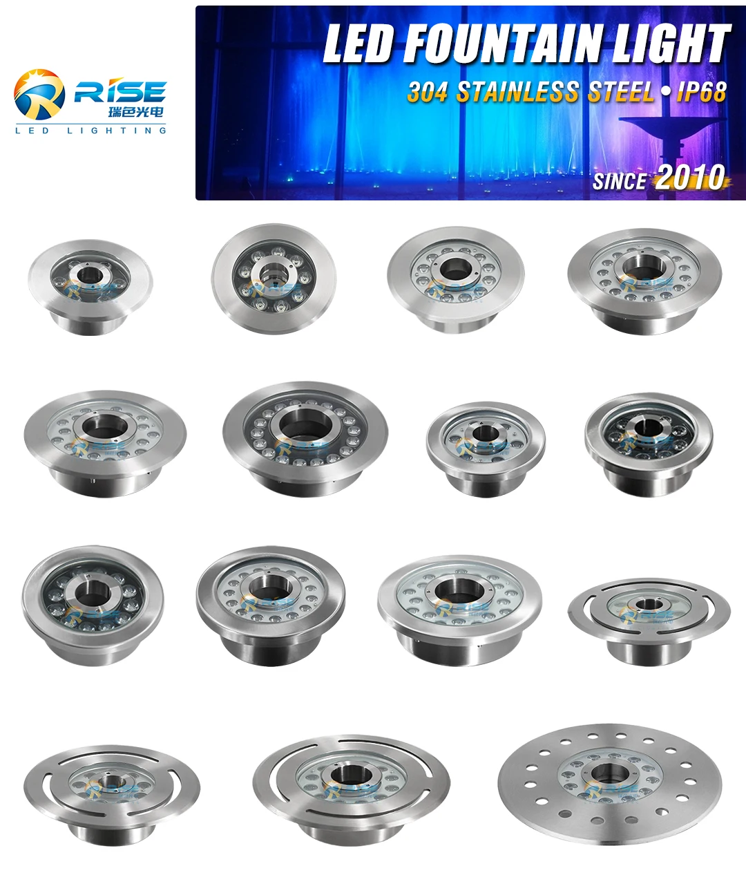 Stainless Steel 9*3W 27W IP68 Lighting UnderWater Jet Fountain Nozzle ...