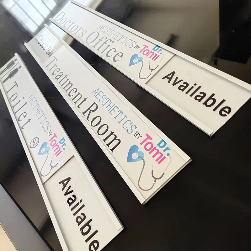 Personalized Door Name Plate - Sliding Message Office Sign with Inserts ...
