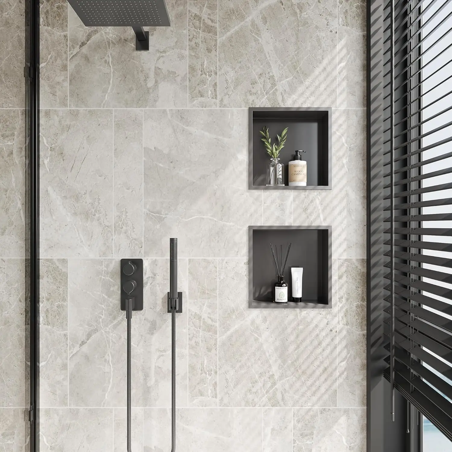 Square Shower Niche - No Tile Needed for Bathroom Storage