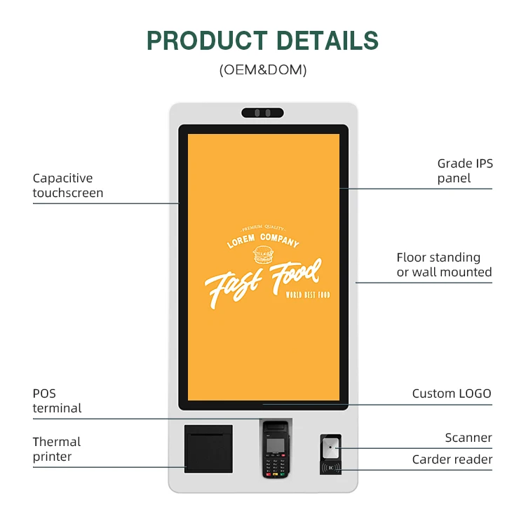 Big Promotion Restaurant Food Menu Ordering Kiosk 24inch
