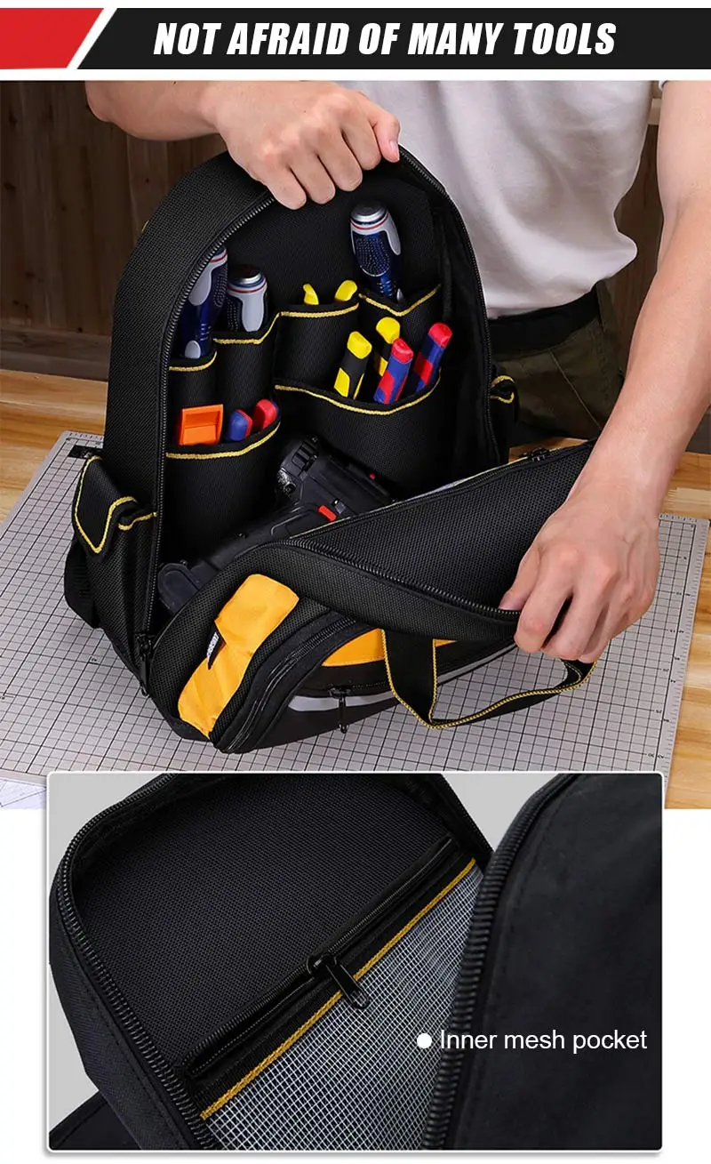 Custom Heavy Duty Waterproof Electrician Tool Bag Backpack ODM