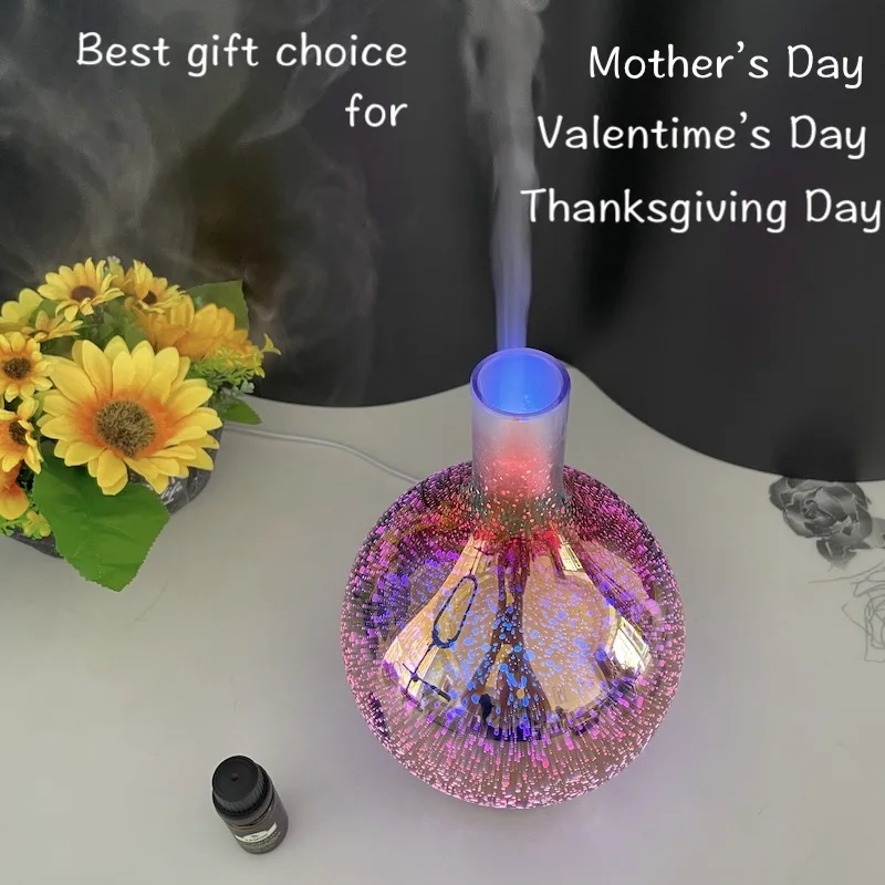 120ml 3D Glass Aroma Defuser Diffusor 3 in 1 Cool Mist Electric Glass ...