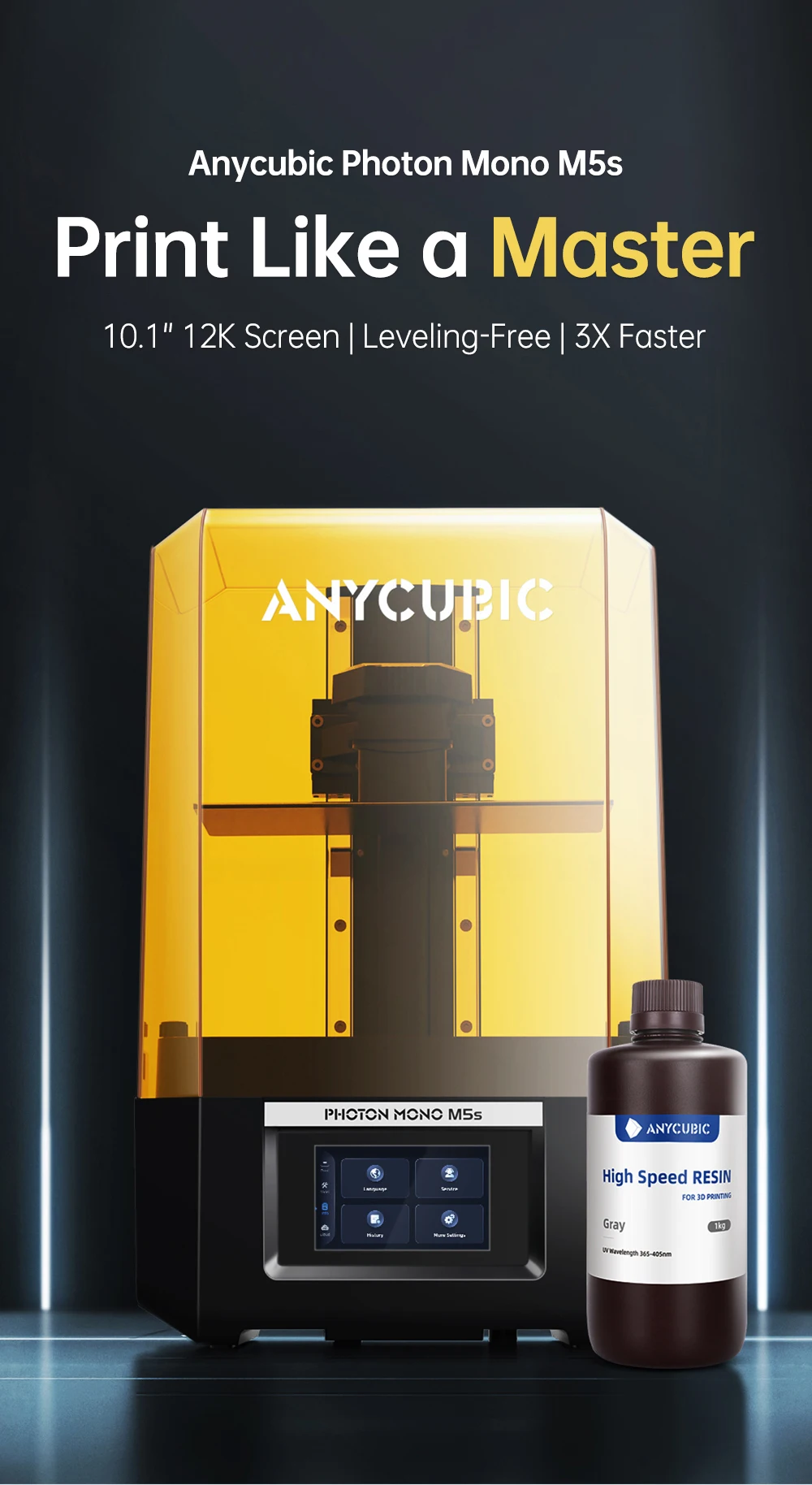 Anycubic Photon Mono M5s 12k Resin 3d Printer 10.1" Monochrome Lcd ...