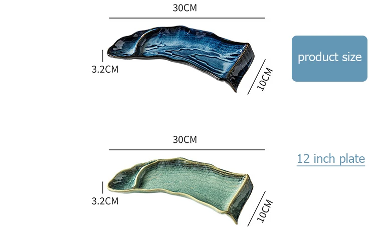 Irregular Japanese Porcelain Sushi Plates 12 Inch Dish Unique Design ...