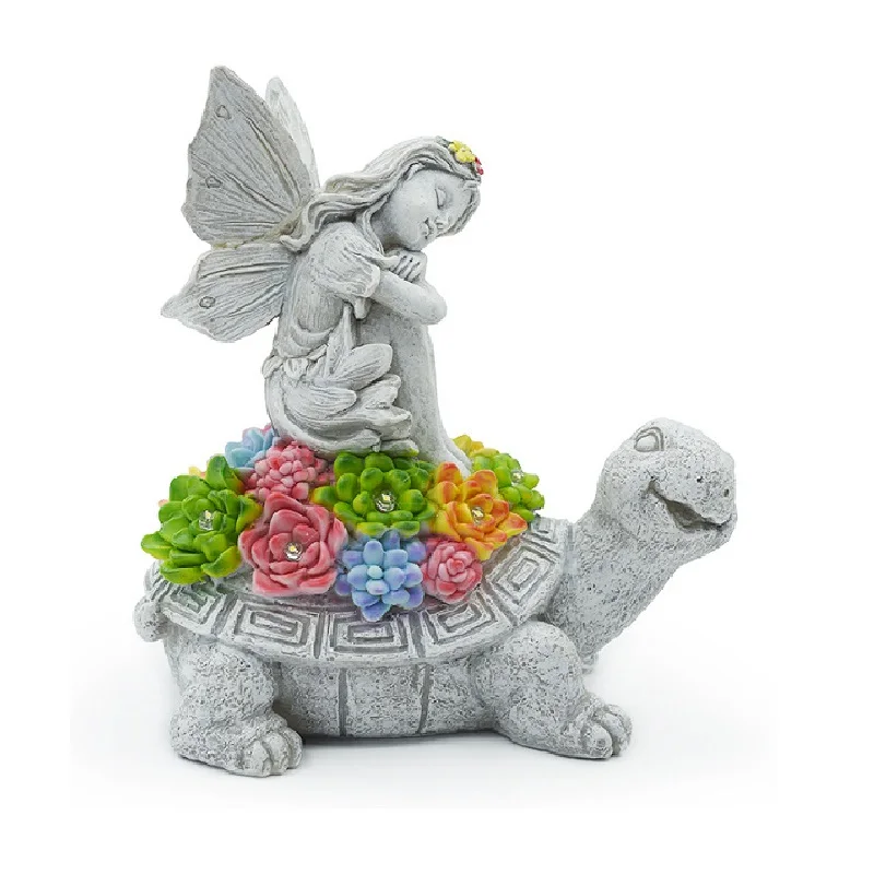 Resin Turtle and Angel Figurines Solar Garden Statues Outdoor ...
