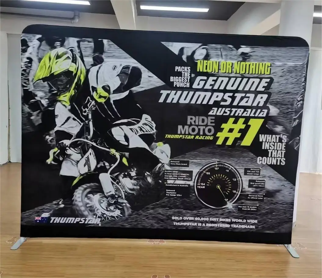 Custom Design 8ft 10ft Straight Backdrop Tension Fabric Portable Pop Up ...