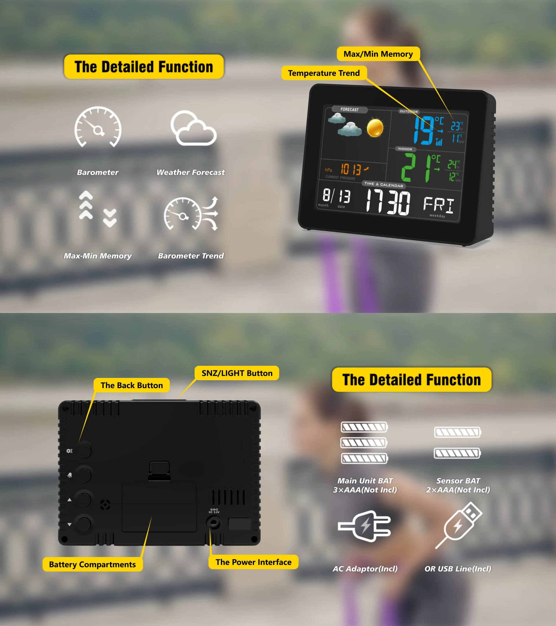 Ewetime Temperature Humidity Weather Station Automatic Weather Forecast ...