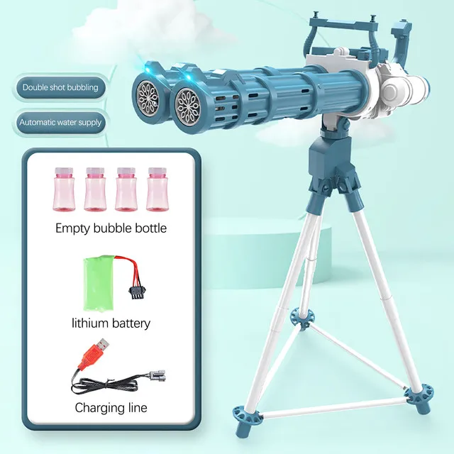 Bubble Gun Double-tube Automatic Bubble Machine Soap Bubbles Electric ...