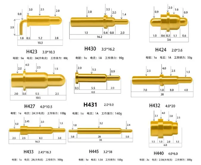 Spring Contact Pogo Pin High Current Connector - 1P Single-core