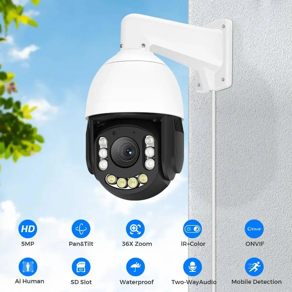 8MP 4K IP Camera Outdoor PTZ 30X Zoom CCTV Vari-focal On-vif H.265 Dome ...