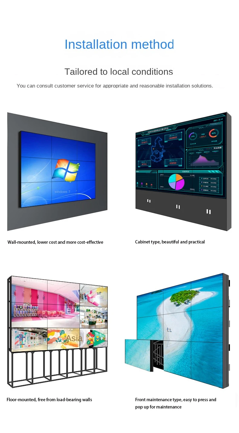 4k Indoor Video Wall 55 Inch 2x2 3x3 Advertising Display Splicing ...