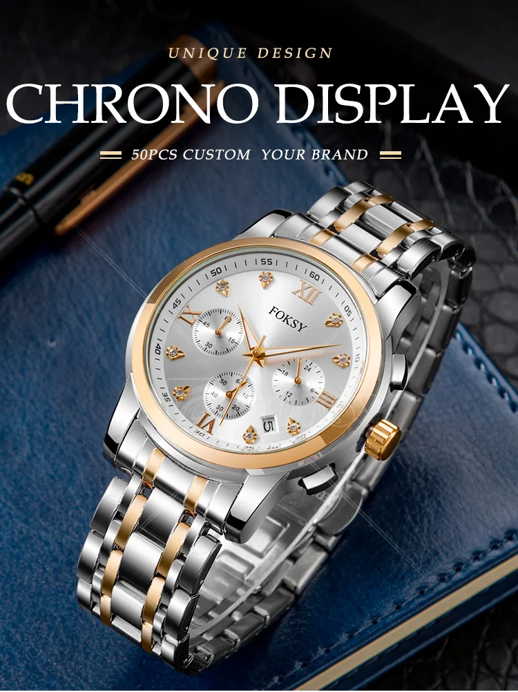 Shop High-Quality Men's Waterproof Luxury Watch with Diamond Custom Logo