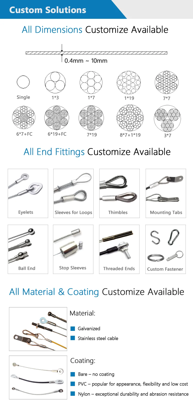 Wholesale Custom Whipcheck Sling Safety Steel Cable