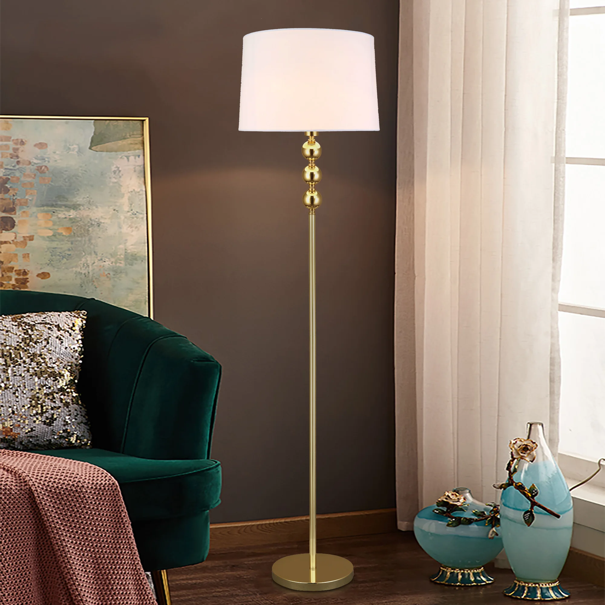 Decoration Simple Modern Floor Lamp With Metal Round Lamp Base And ...