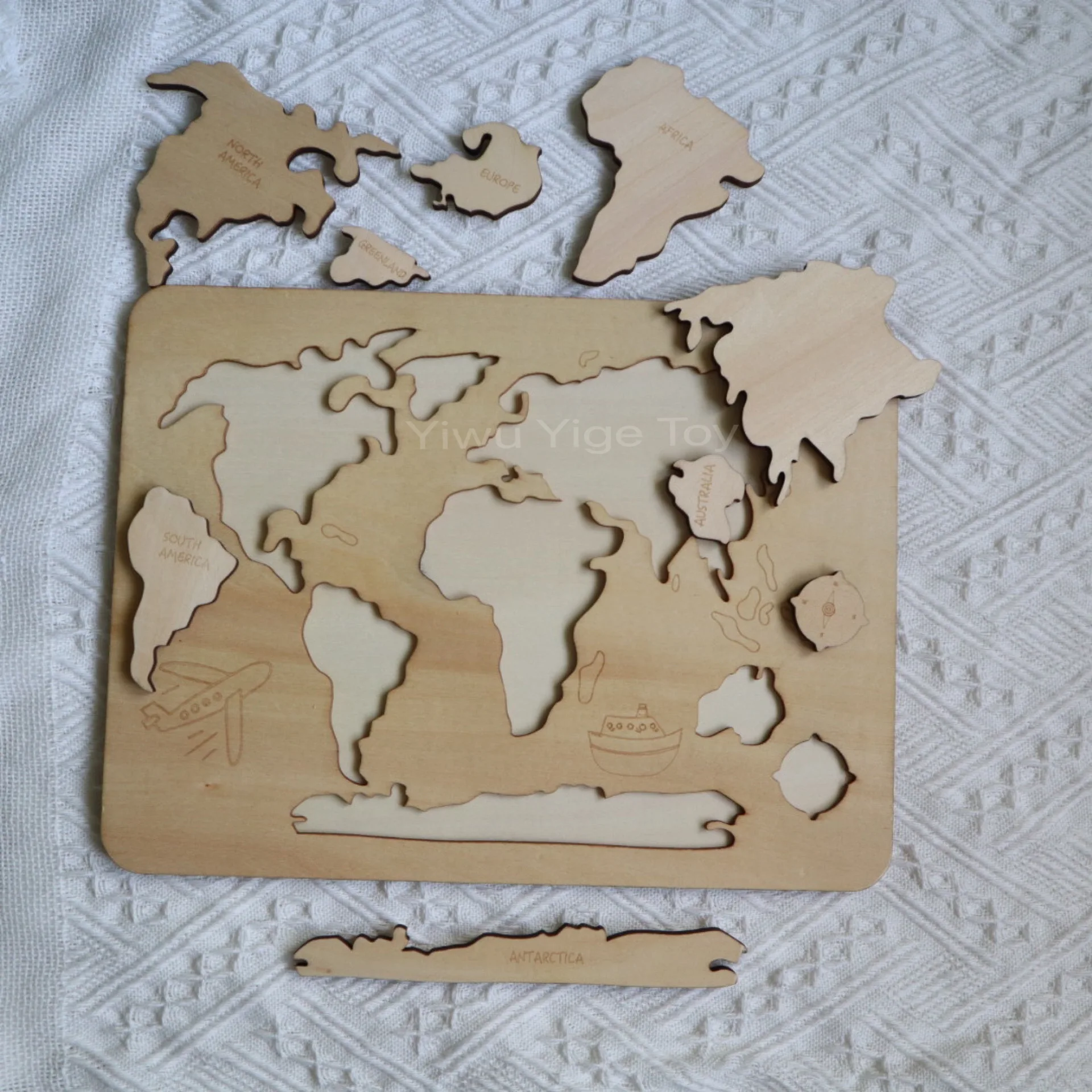 Continents & Oceans DIY Wooden World Map Puzzle for Kids