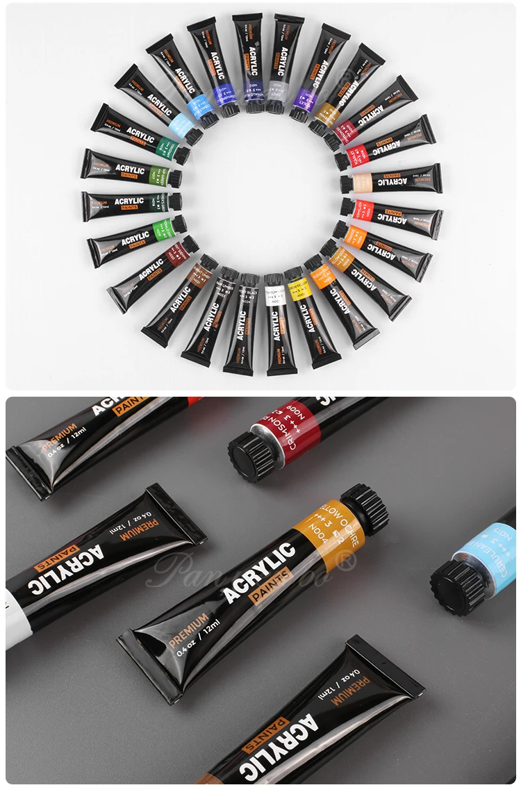 Panwenbo 12ml 12 Colors Tubes Artist Quality Non Toxic Rich Pigments ...