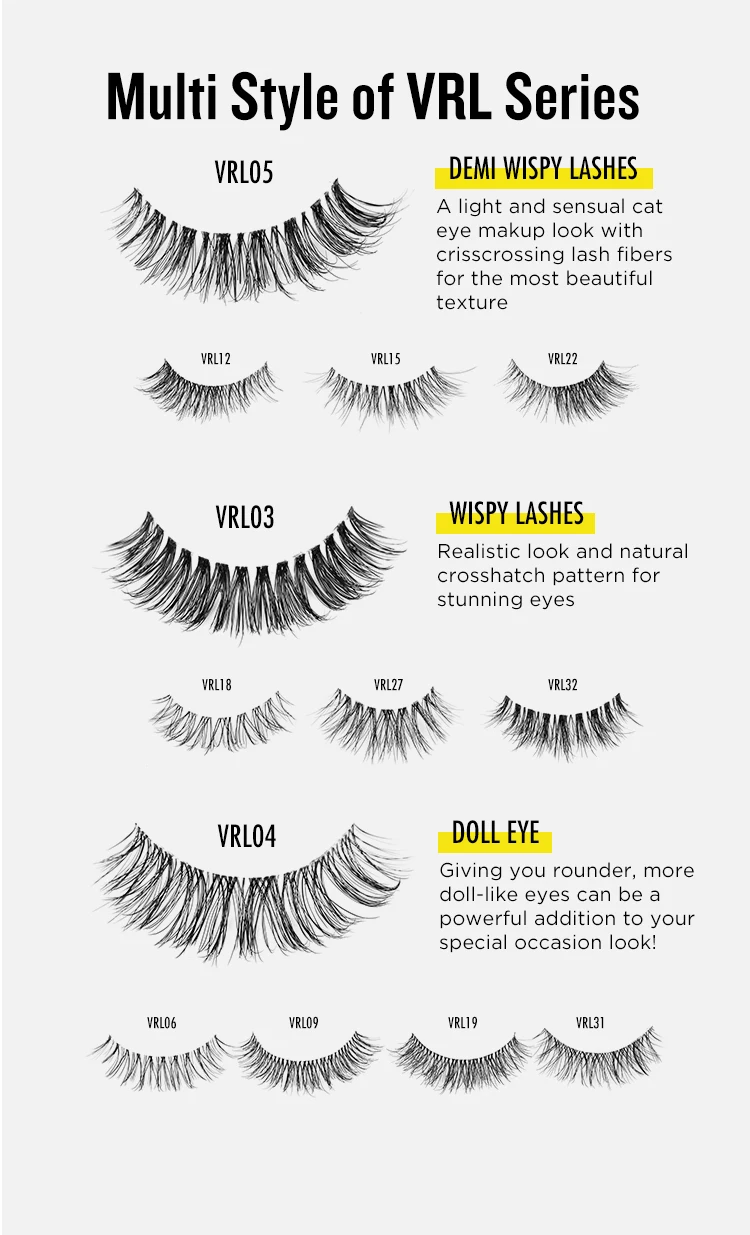 Hollyren Mimic Hand Tied Demi Wispy Natural Lashes Clear Band Superfine ...