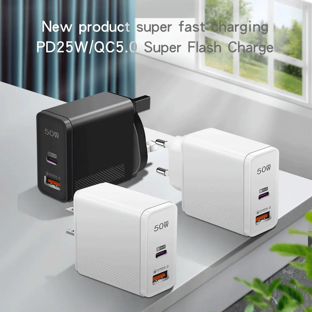 50w Usb C Charger Pd3.0 Type C Fast Charging Digital Display Wall ...