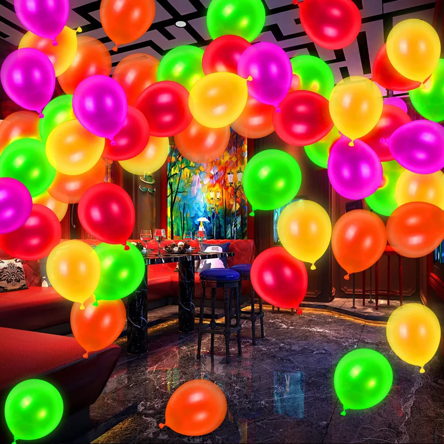 120 Pcs Uv Neon Balloons Neon Glow Party Balloons Uv Black Light ...