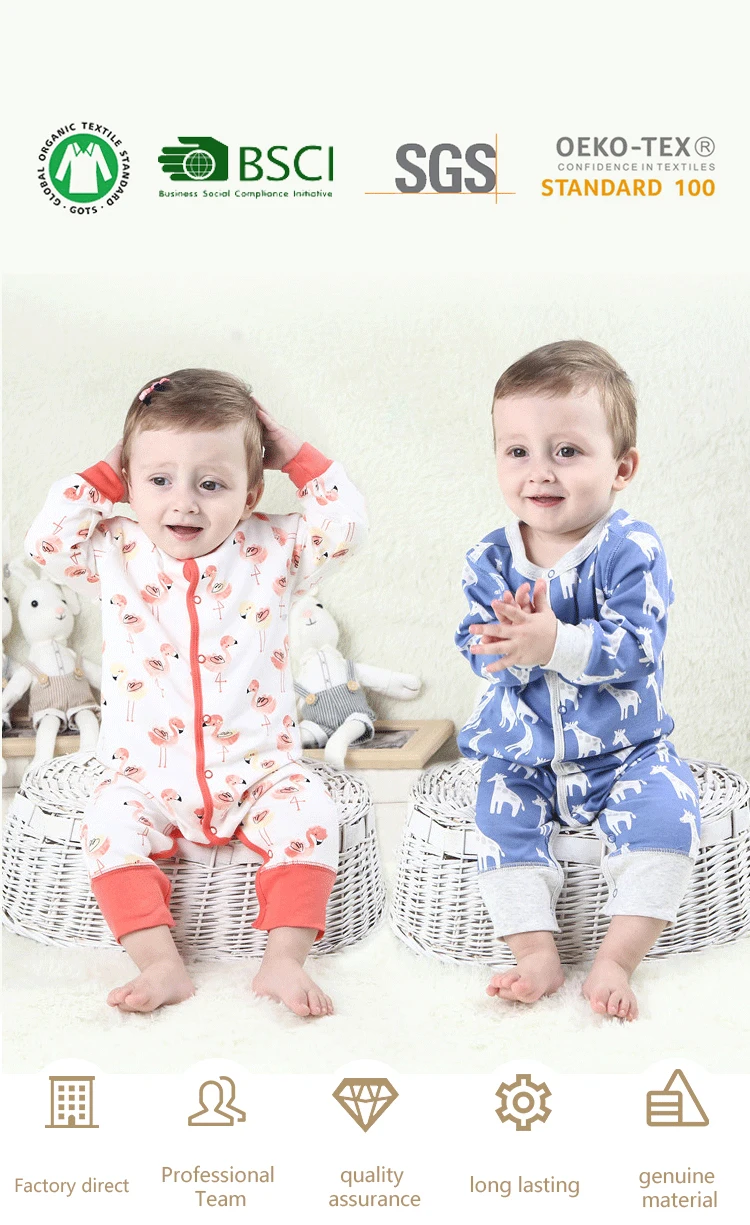 Custom Solid Bamboo Cotton Zipper Baby Romper Footie Pajamas Newborn ...