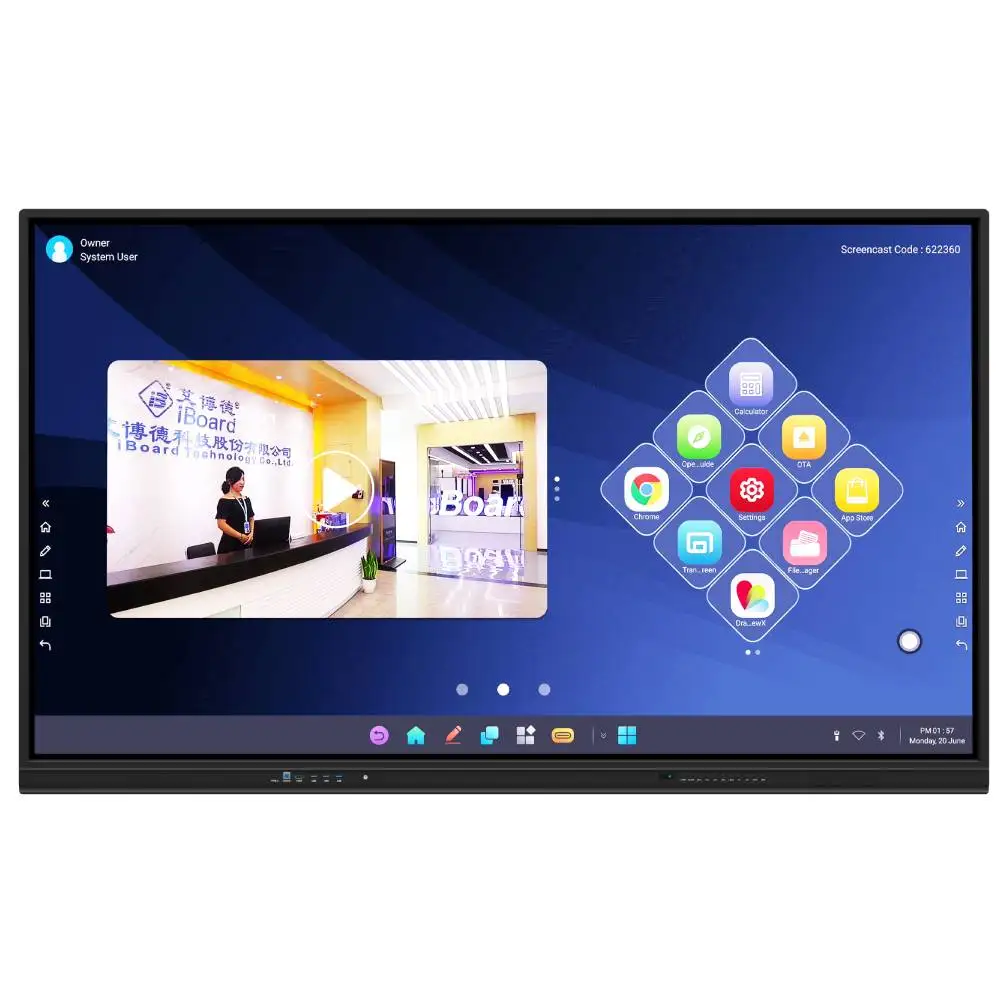 110 pollici grande schermo all in one touch TV smart board elettronica 20 punti touch screen lavagna interattiva con proiezione Alibaba