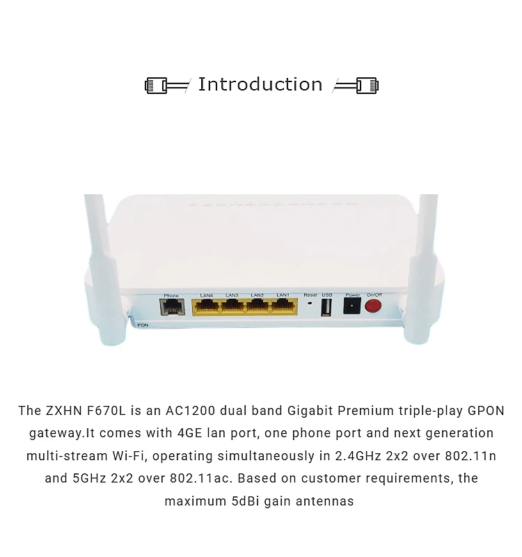 F670l F660 V9 V8.0 Zte Onu Omci C320 1ge+3fe+wifi 5dbi Antenna Gpon Ont ...