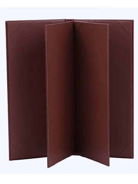 Custom Restaurant Coffee Bars Leather Menu Holder Double Fold Panel ...