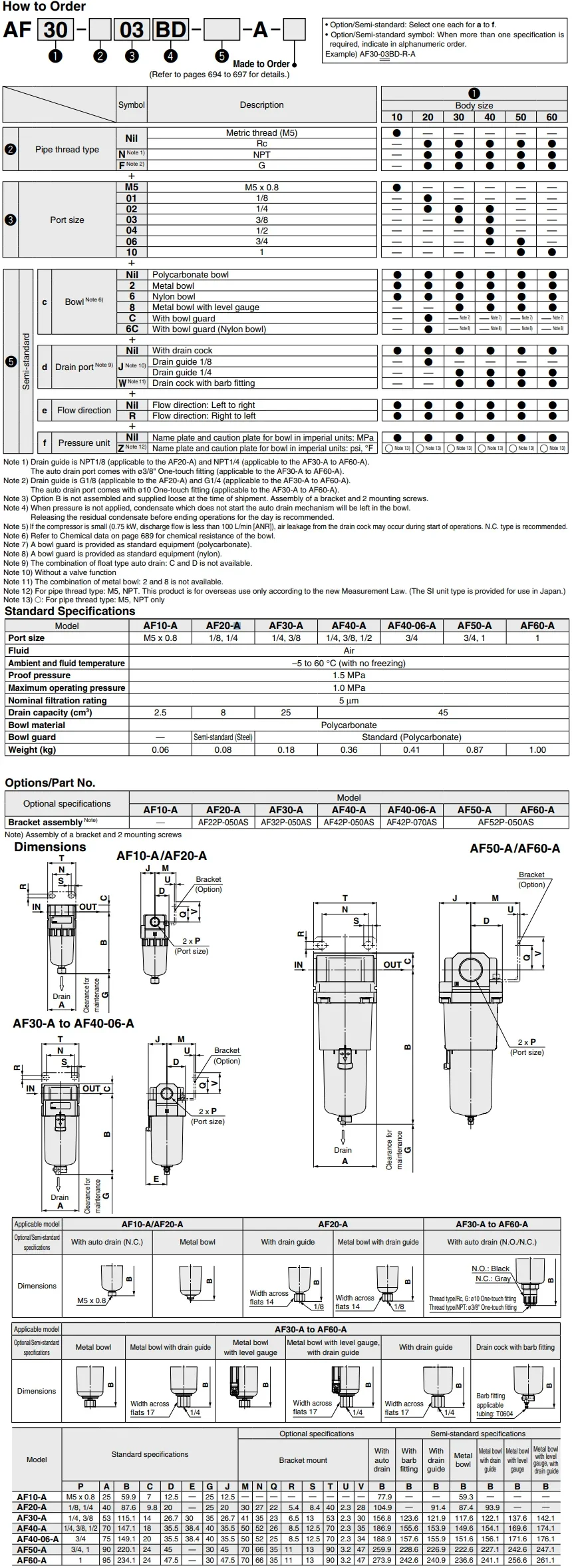 Air Filter Af10-a To Af60-a Af60-06bd-a/af60-10bd-a - Buy High Quality ...