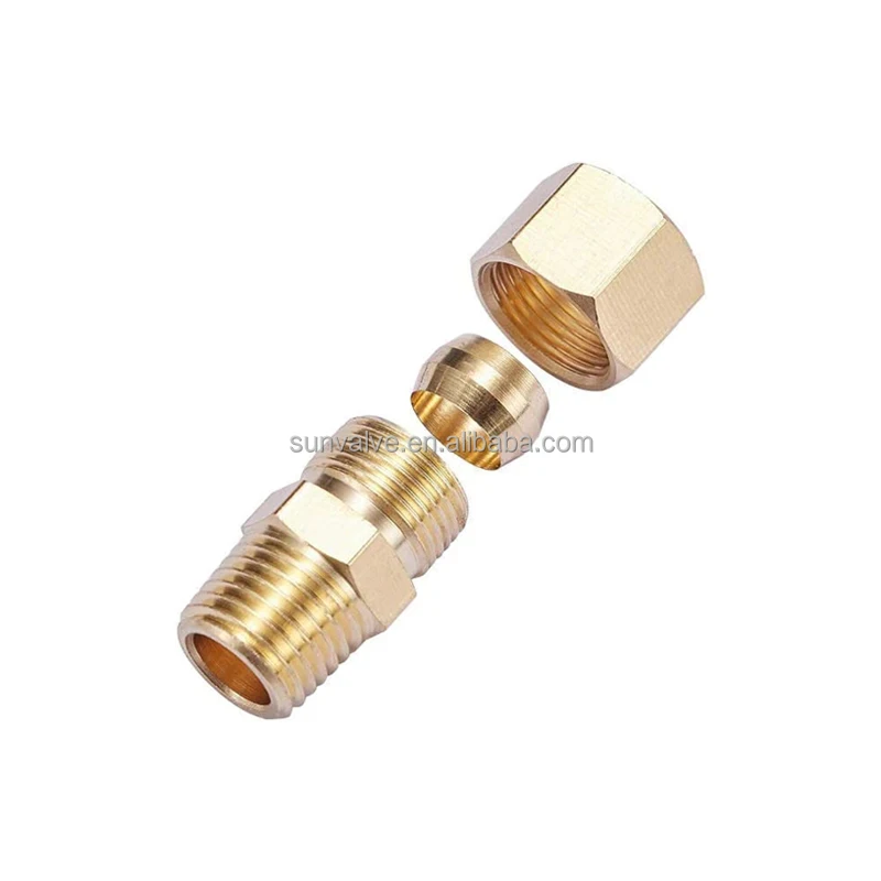 Brass Compression Male Connector 1/4'' NPT Male to 3/8'' OD Compression ...