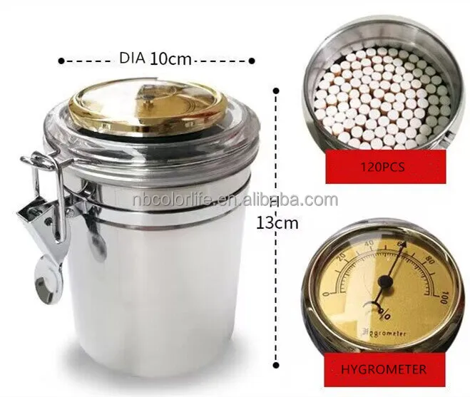 Stainless Steel Cigar Humidor with Hygrometer Tobacco Storage Bottle ...