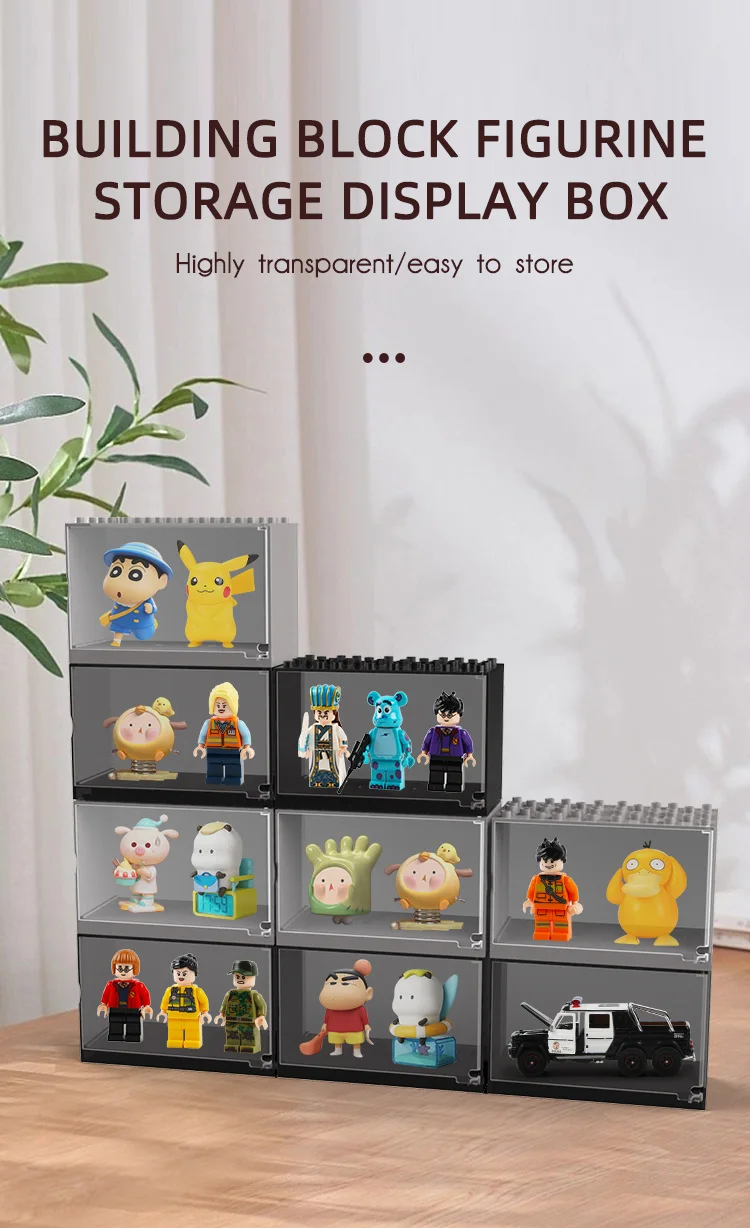 Sl High-transparent Plastic Minifigures Display Case Building Block Box ...