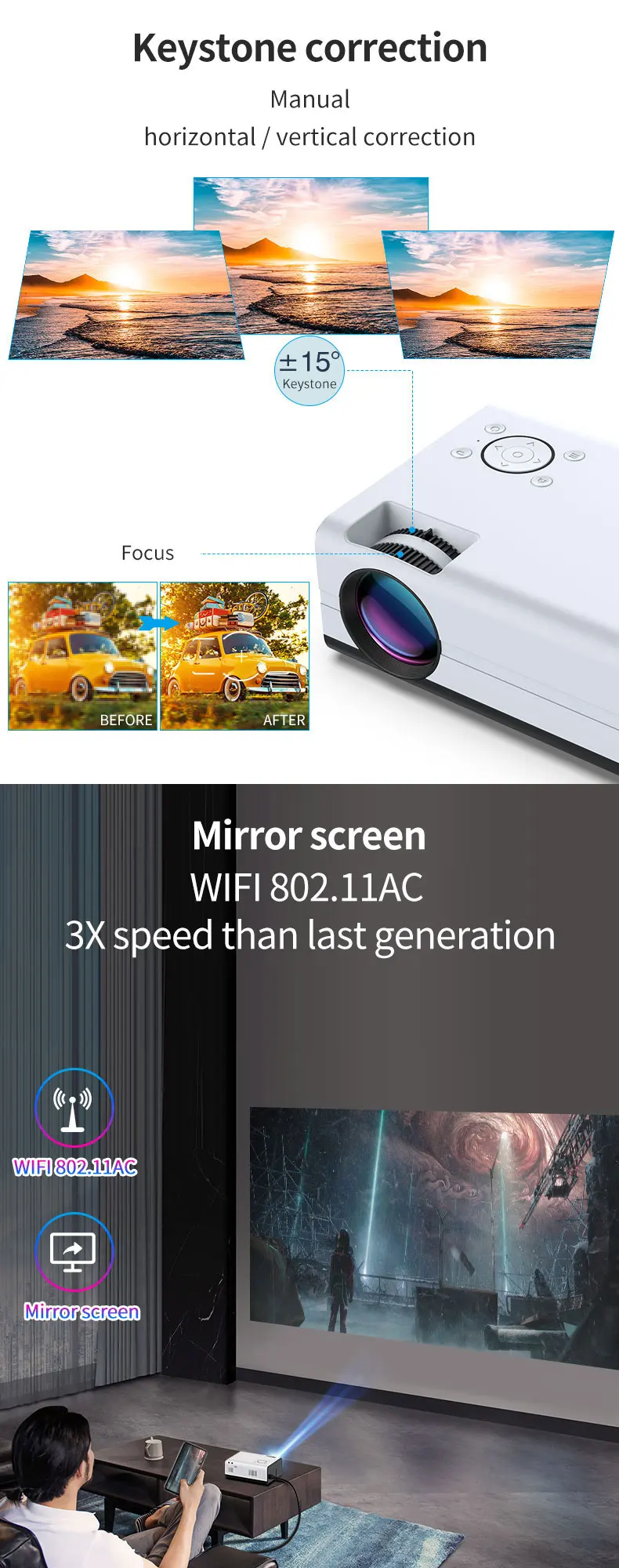 Mini Projector P8 Dlp 1080p Smart Android Wifi Bt Quad Core Mobile ...