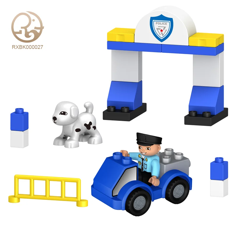 23 PCS Large Educational Construction Blocks Set DIY Police Station ...