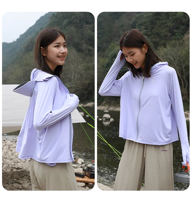 Women's New Summer Thin Uv Protection Breathable Lightweight Cardigan Ice Silk Jacket Upf50 ...