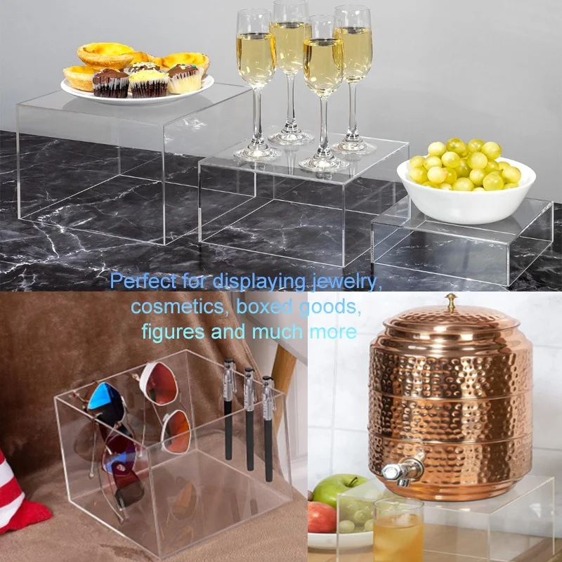clear Acrylic Cake Stand Nesting Risers Cube Transparent Acrylic Buffet ...