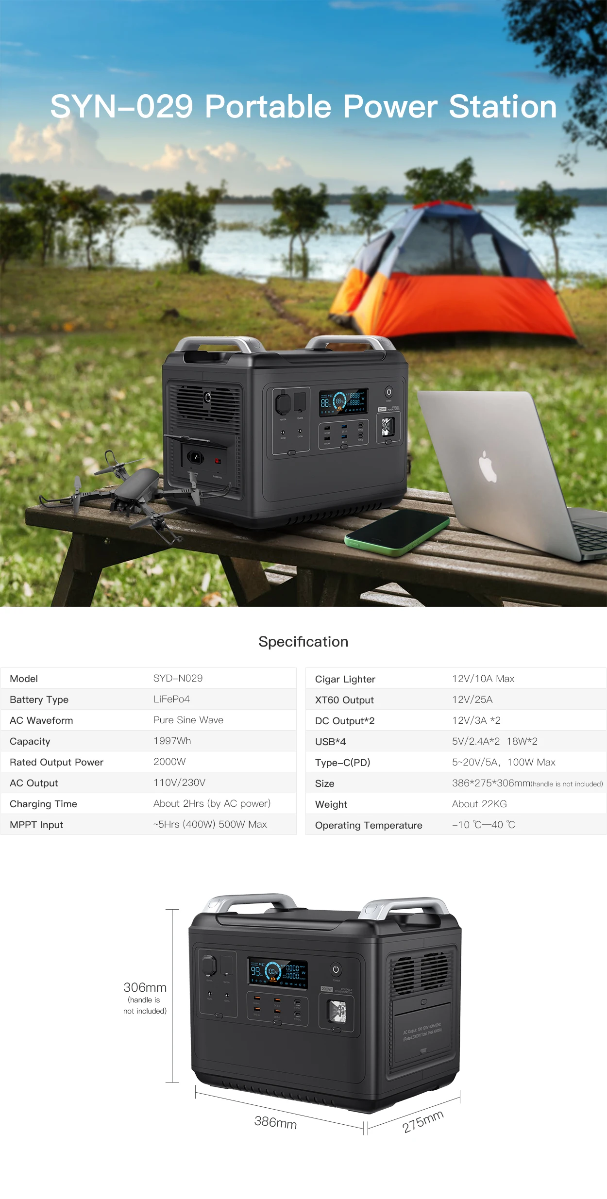 Huge Capacity 2000W Portable Solar Power Bank - 2048Wh LiFePO4 Battery ...