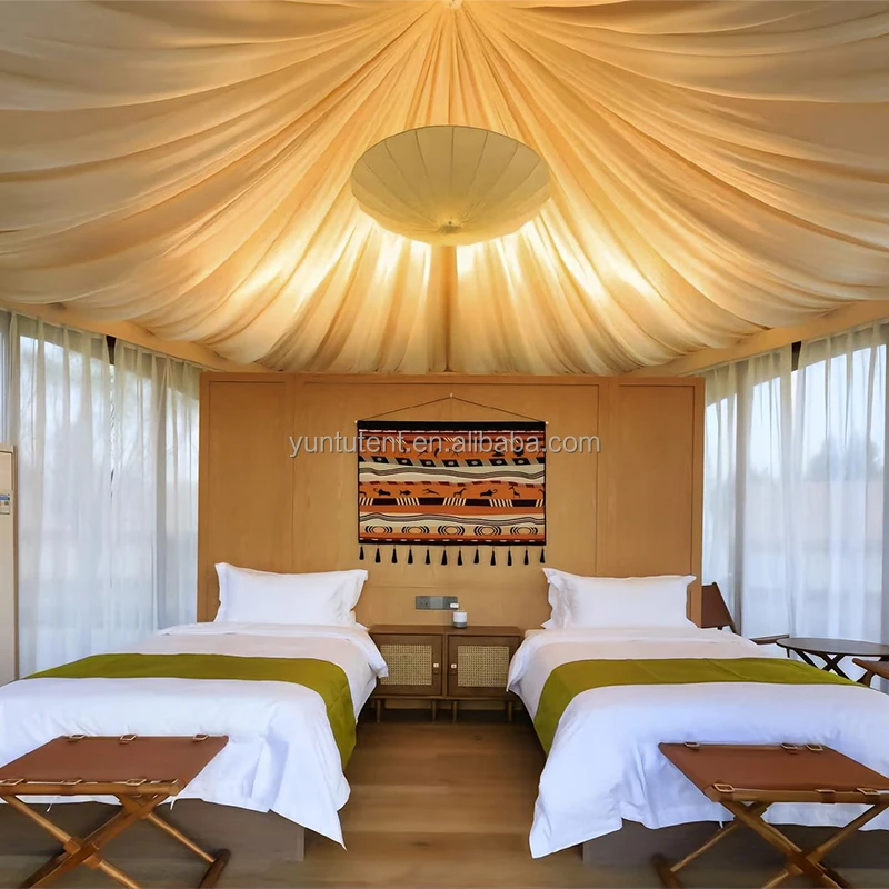 Outdoor Luxury Glass Hotel Glamping Safari Tent With Bathroom For Eco ...