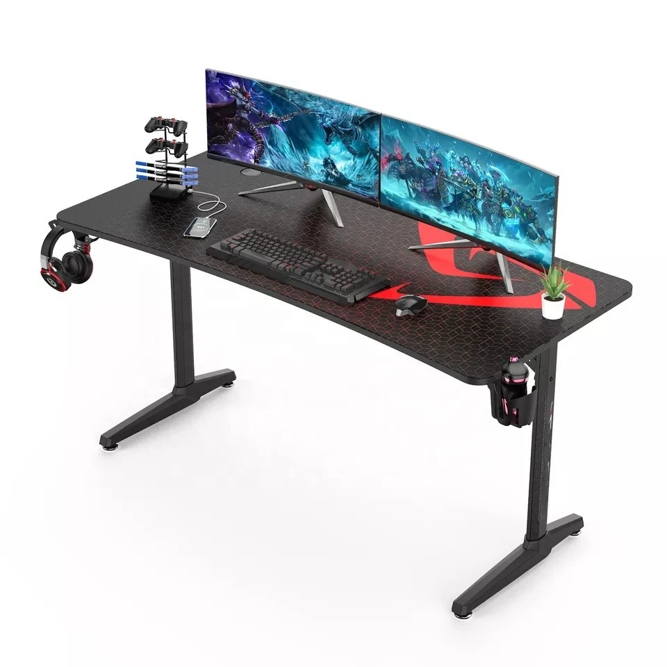 Carbon Fiber Texture Black Computer Gaming Table With Cable Management ...