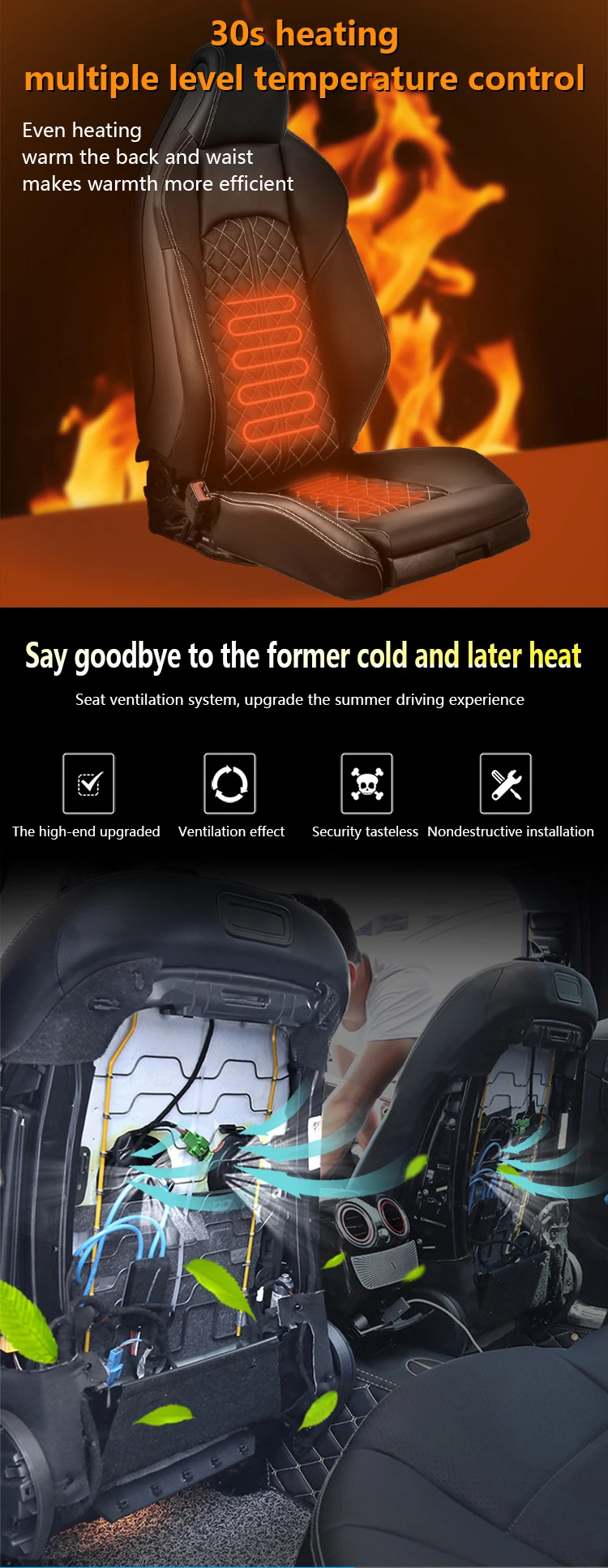 Universal Car Seat Ventilation System Cooler And Heater Cooling Air ...