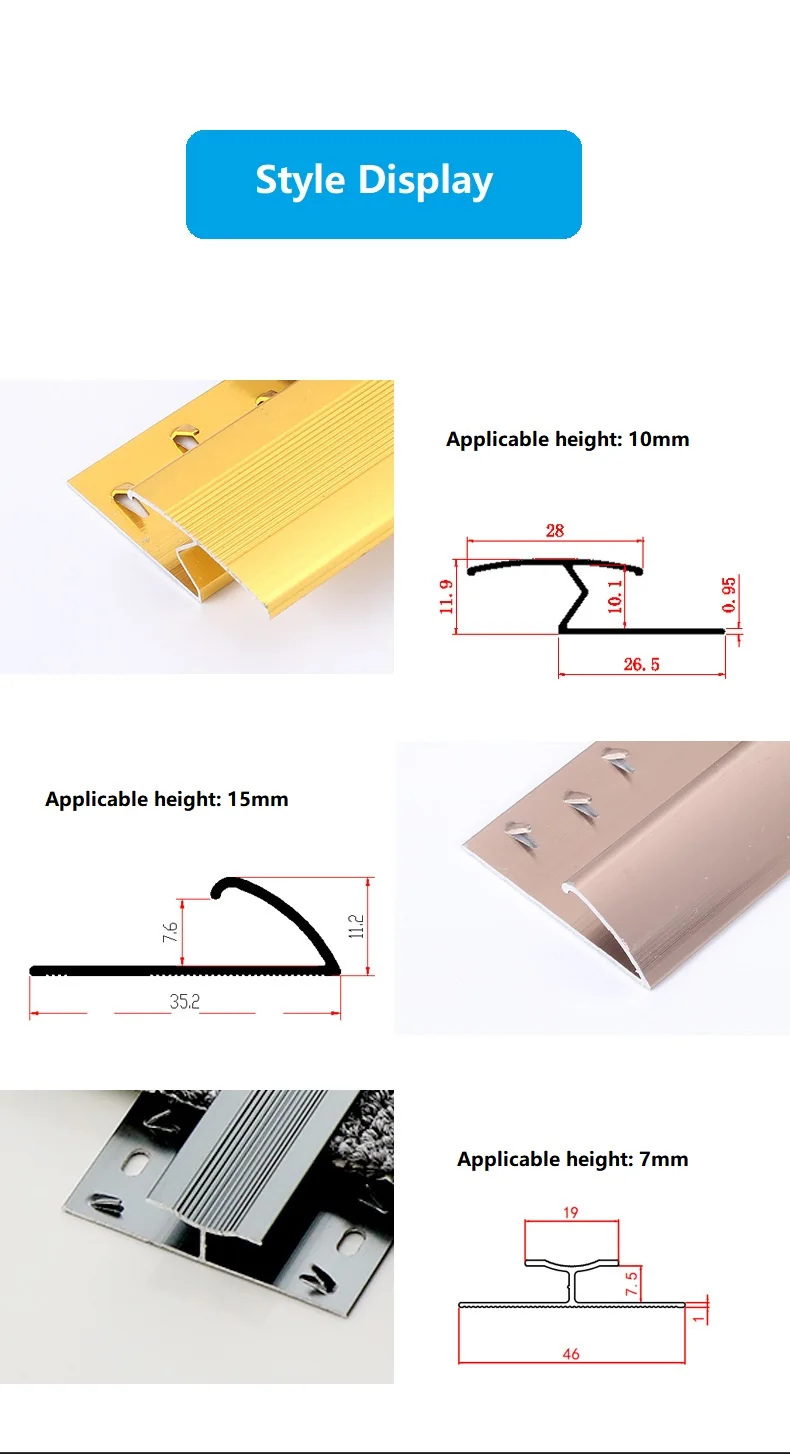 Customized Aluminium Ceramic Tile Edge Trim Angles Carpet Trim - Buy ...