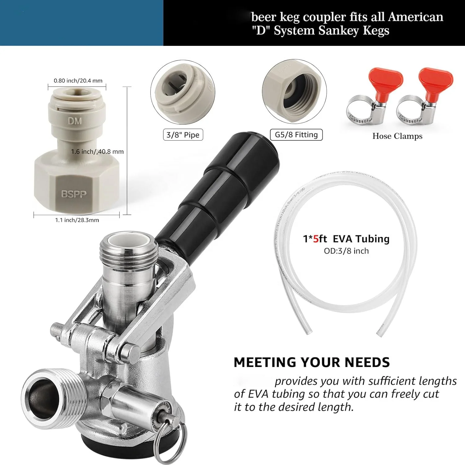 D Type Sankey Keg Coupler with CO2 Regulator for Kegerator
