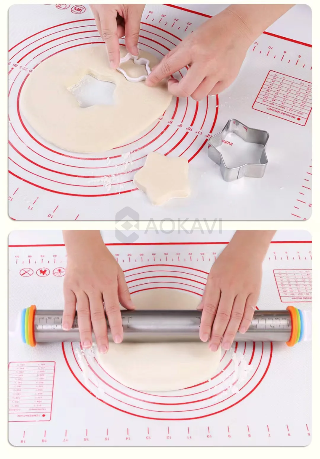 Multi-Size Food Grade Non-Slip & Non-Stick Silicone Baking Mat Pastry ...