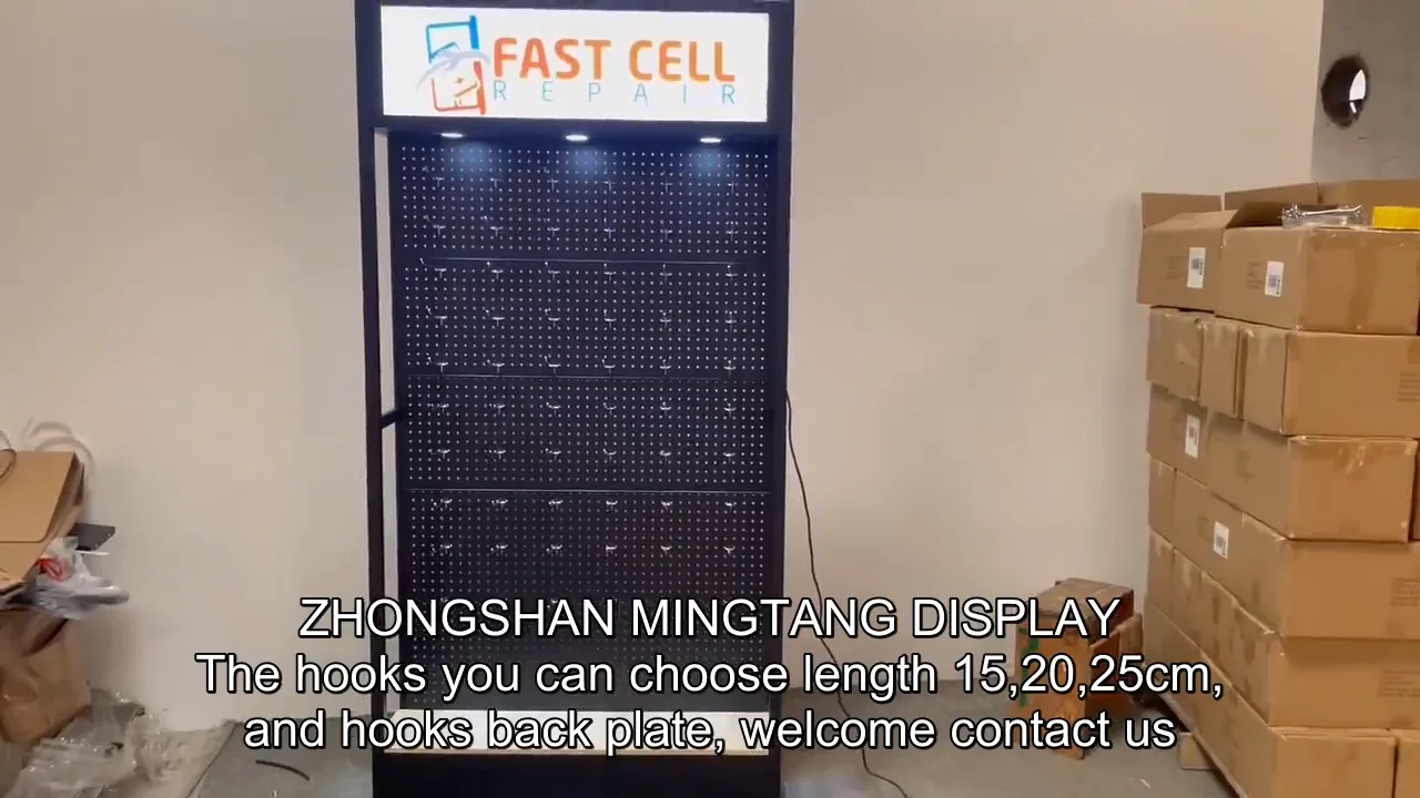 Metal Pegboard Wooden Shelf Designed Mobile Cell Phone Accessories ...