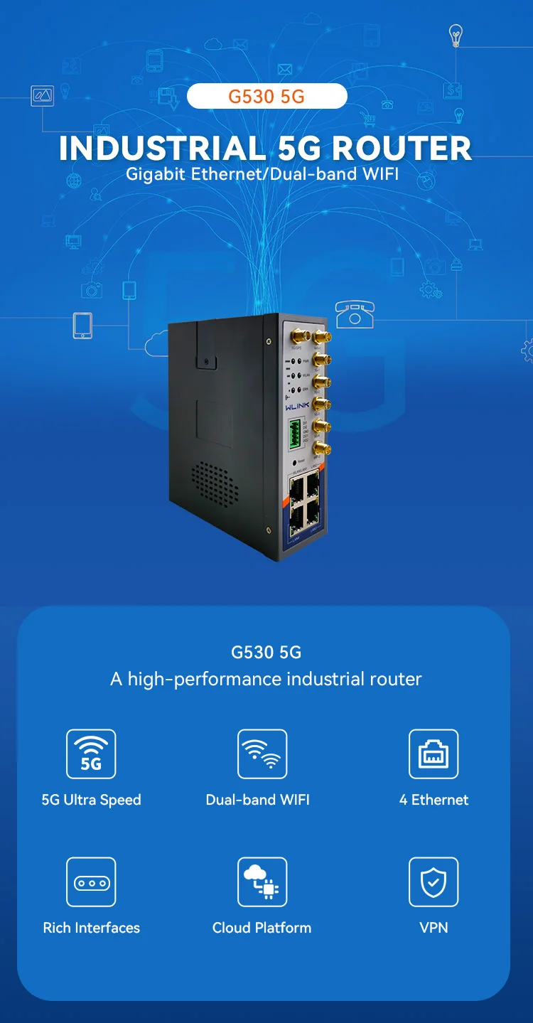WLINK G530 3G/4G/5G Router M2M Industrial Router Gigabit Port RS232 ...
