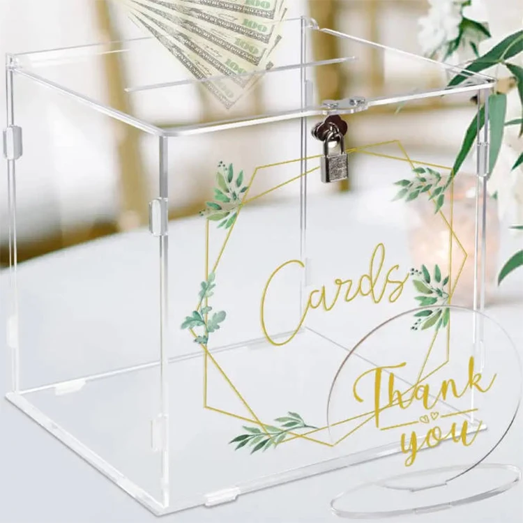 Acrylic Wedding Invitation Card Box with Lock - Customized Shape