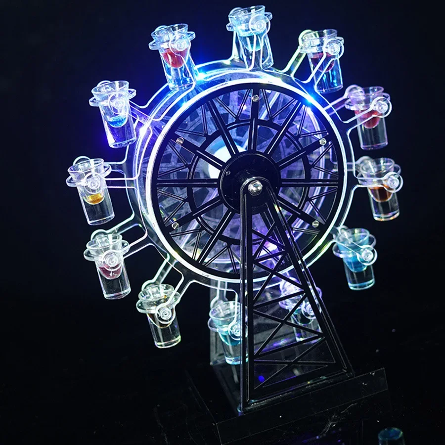 Rechargeable Acrylic LED Shot Glass Display Rack Luminous Ferris Wheel ...