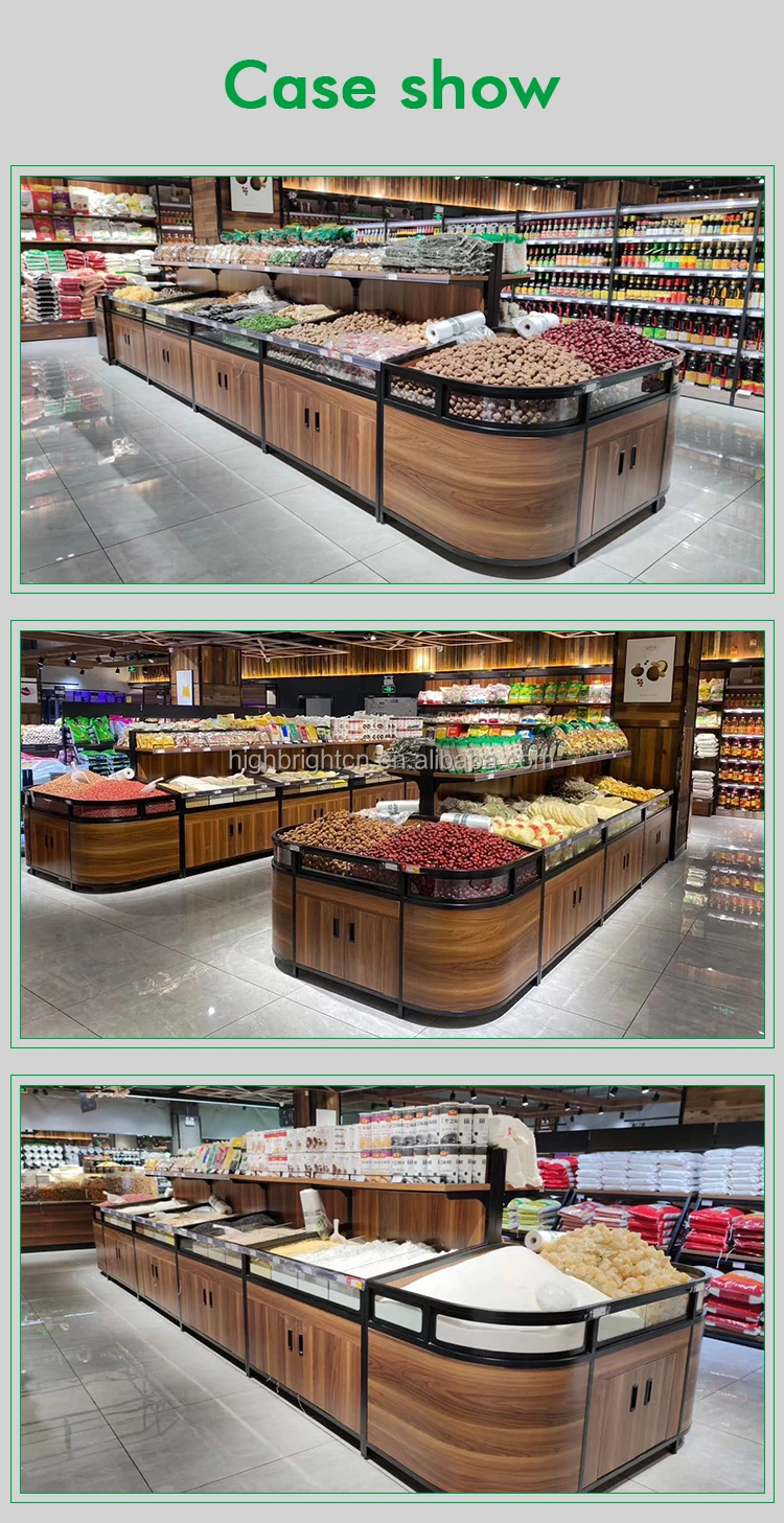 Supermarket Metal Wood Frame Shelves for Dried Goods