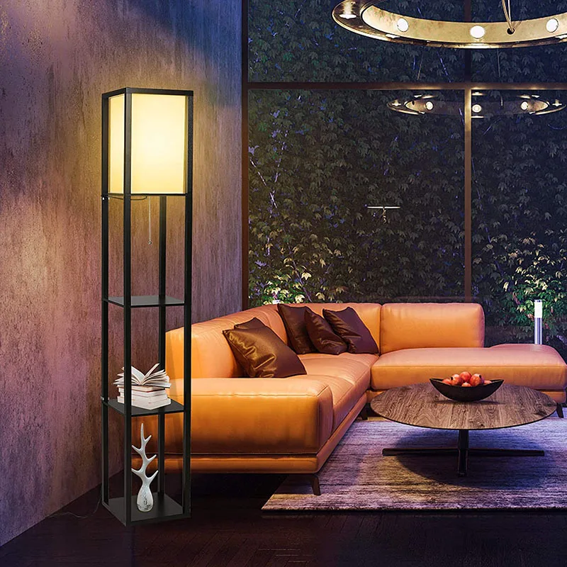 Modern Led Display Shelves Storage Floor Lamp For Reading Room Living ...